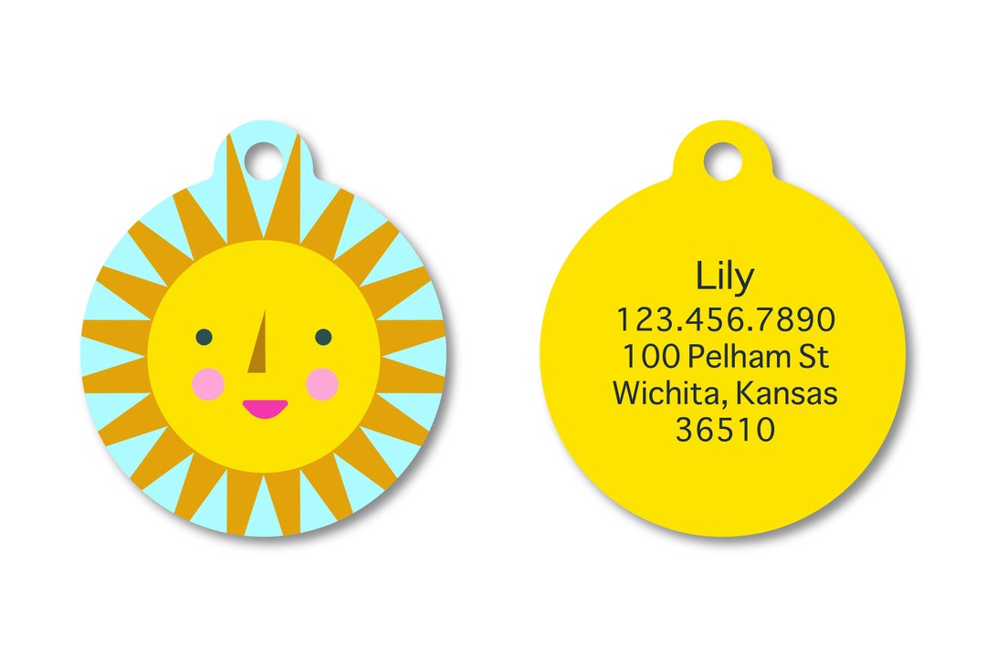 Sun I.D. Dog Tag Preppy Bright Sunshine Dog Tag Cute Summer Girl or Boy ...