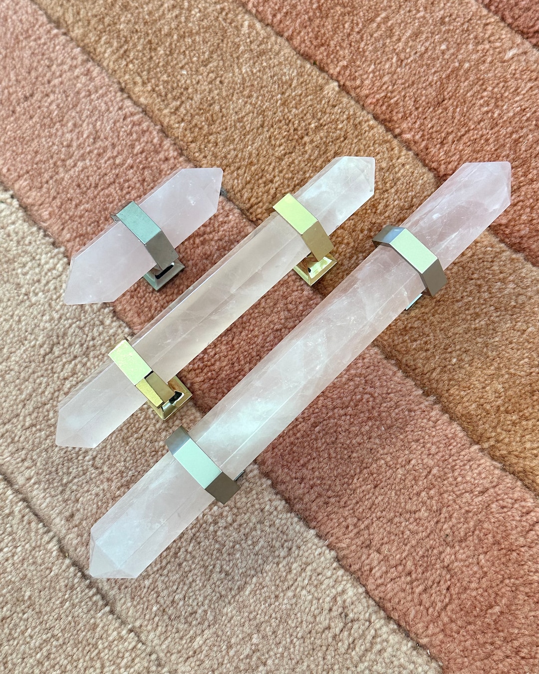 Rose Quartz Crystal Drawer Pull Pink Dresser Handle Kitchen Cabinet ...