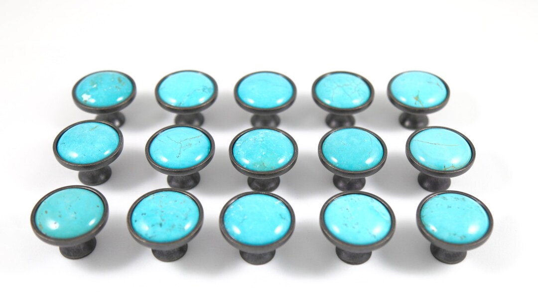 Turquoise Knob Cabinet Knob Drawer Knob Vanity Knobs Turquoise Dresser Knobs Turquoise Bathroom ...