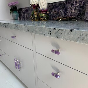 Amethyst Crystal Handle Decorative Knobs Unique Cabinet Knobs Dresser Handles Kitchen Handles ...