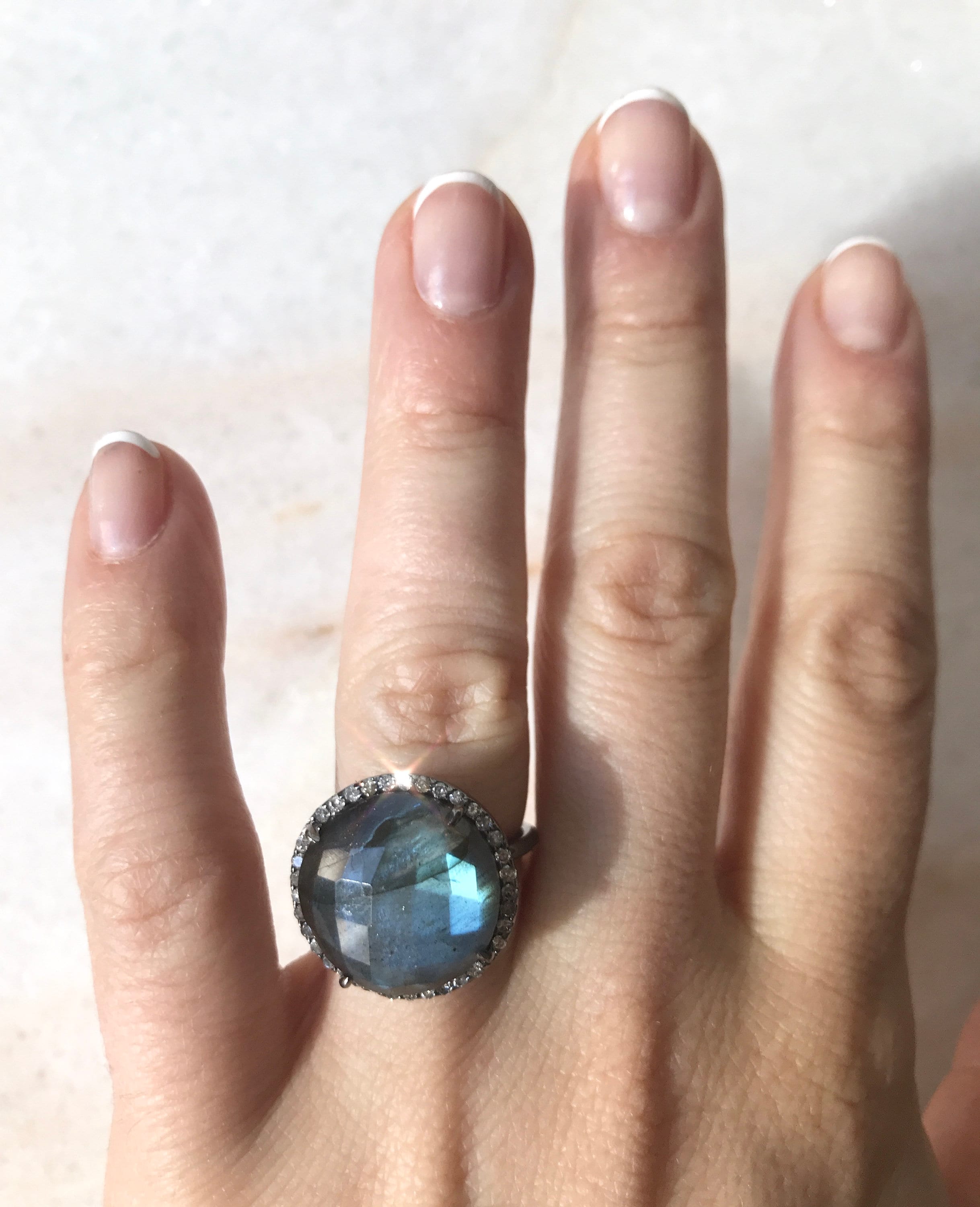 Faceted Labradorite Ring
