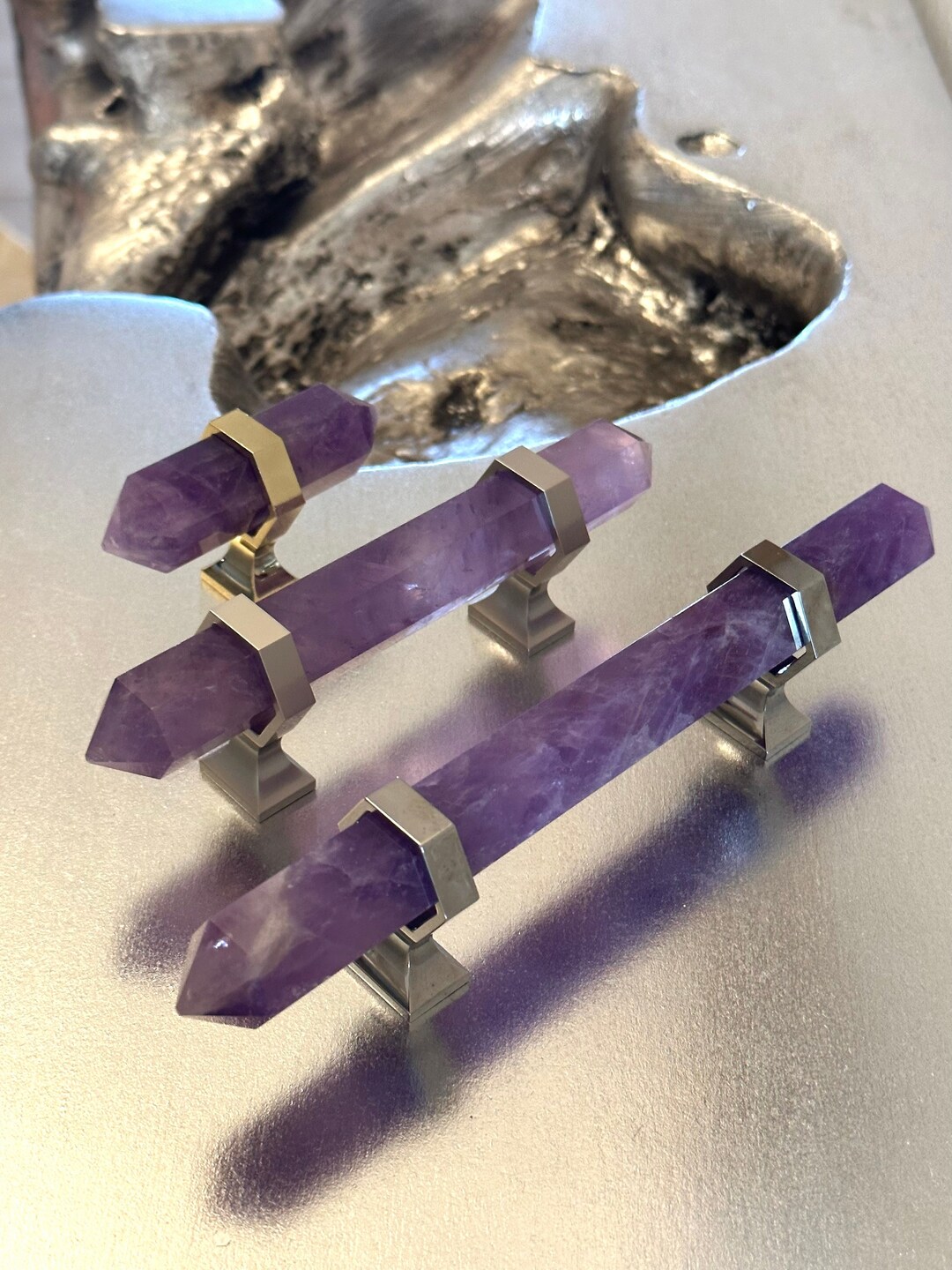 Amethyst Crystal Handle Decorative Knobs Unique Cabinet Knobs Dresser ...