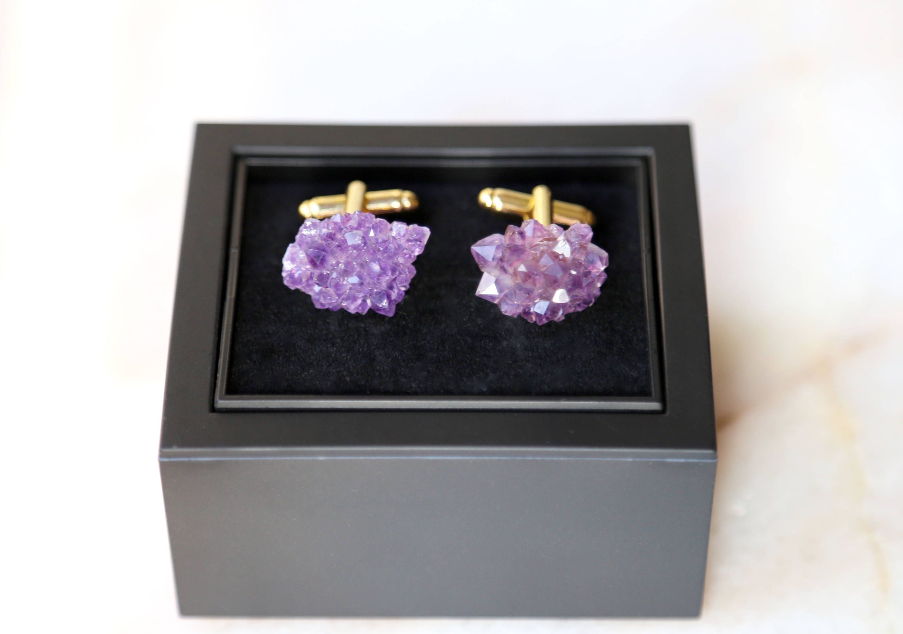 Amethyst Flower Cufflinks