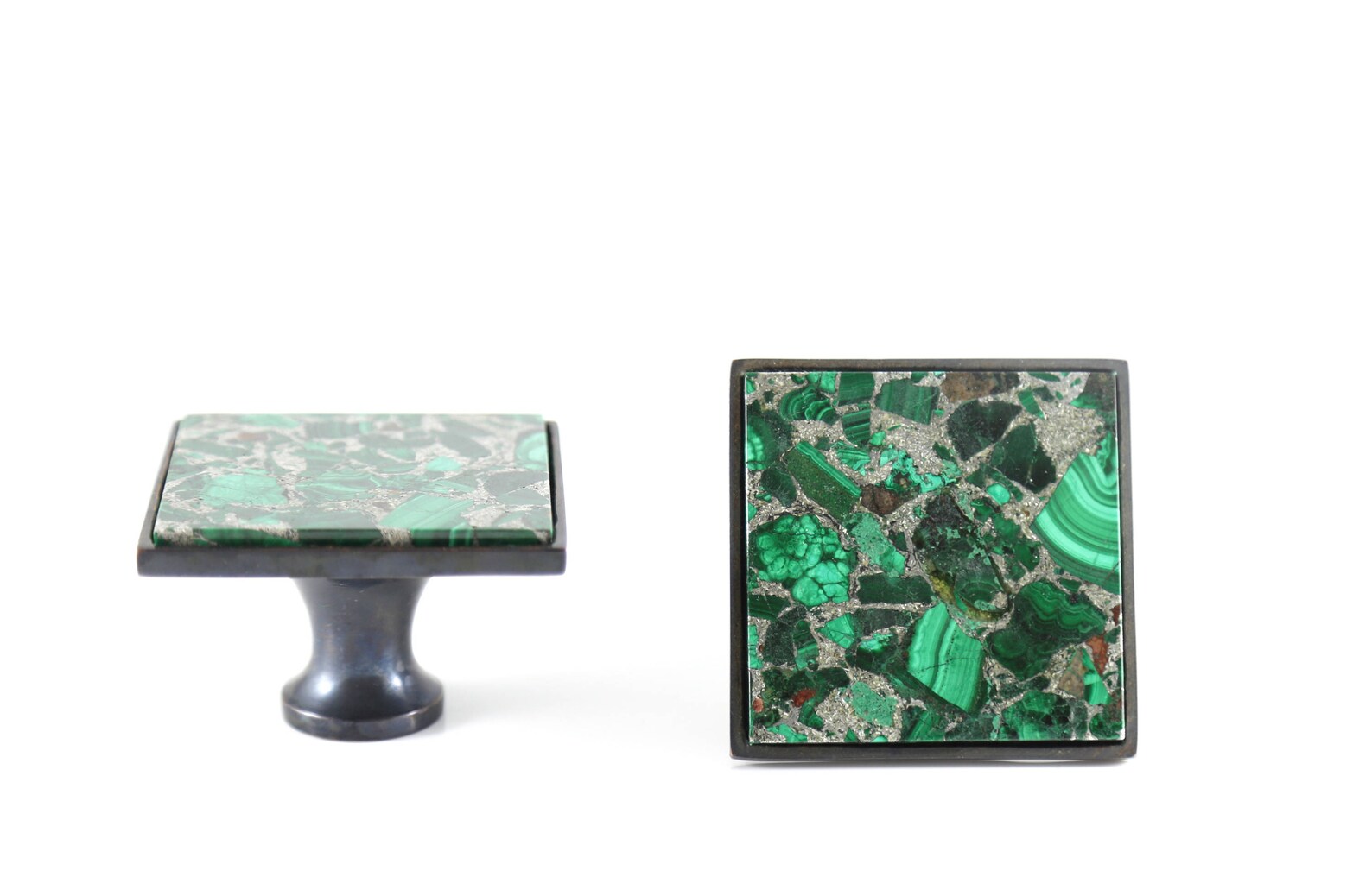 Square Malachite Knob Large Oversized Knob Green Malachite - Etsy