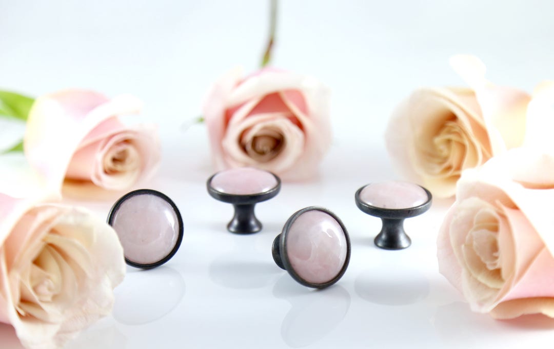 Rose Quartz Knob Coquette Room Decor Balletcore Stone Knobs Drawer Pull Nursery Dresser Decor ...