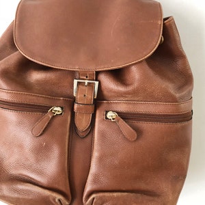 Vintage Brown Leather Drawstring Backpack Large Rugged - Etsy