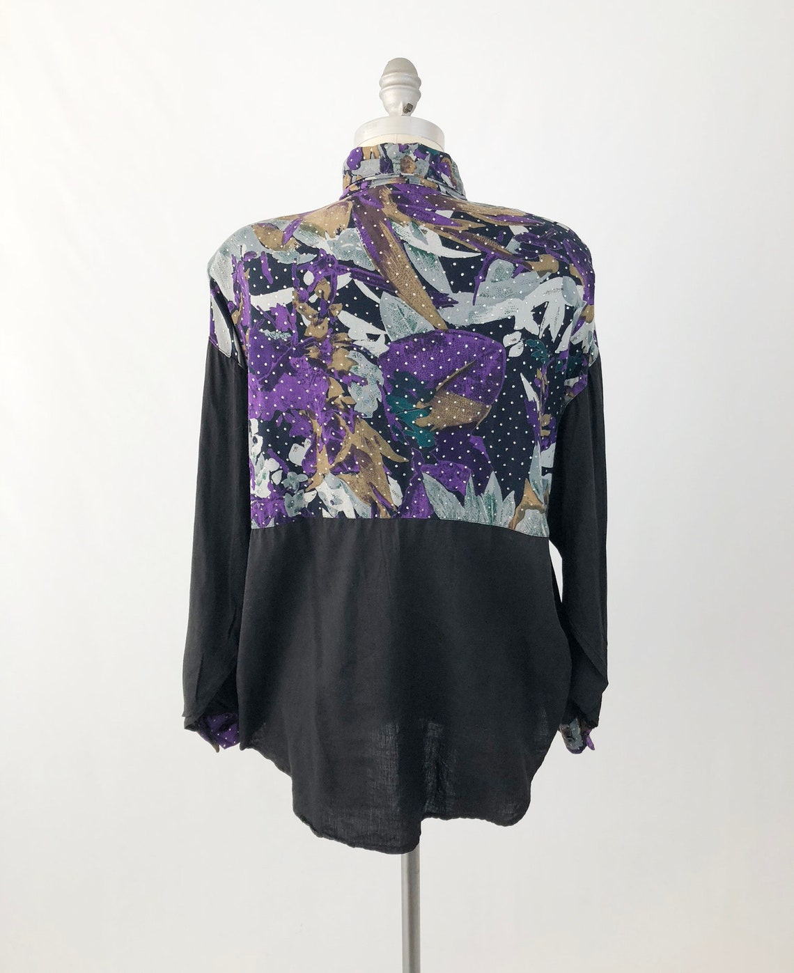 Vintage 80s Button up Shirt 90s Long Sleeve Cotton Top by - Etsy