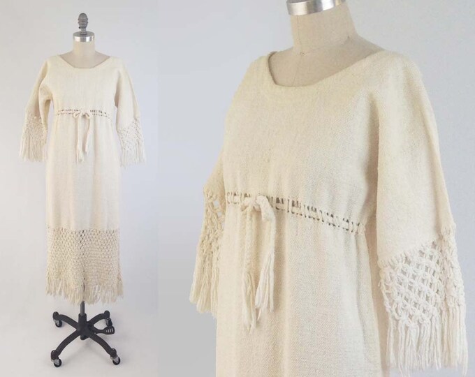 Vintage 70s Boho Macrame Dress Ivory Cotton Festival Dress - Etsy