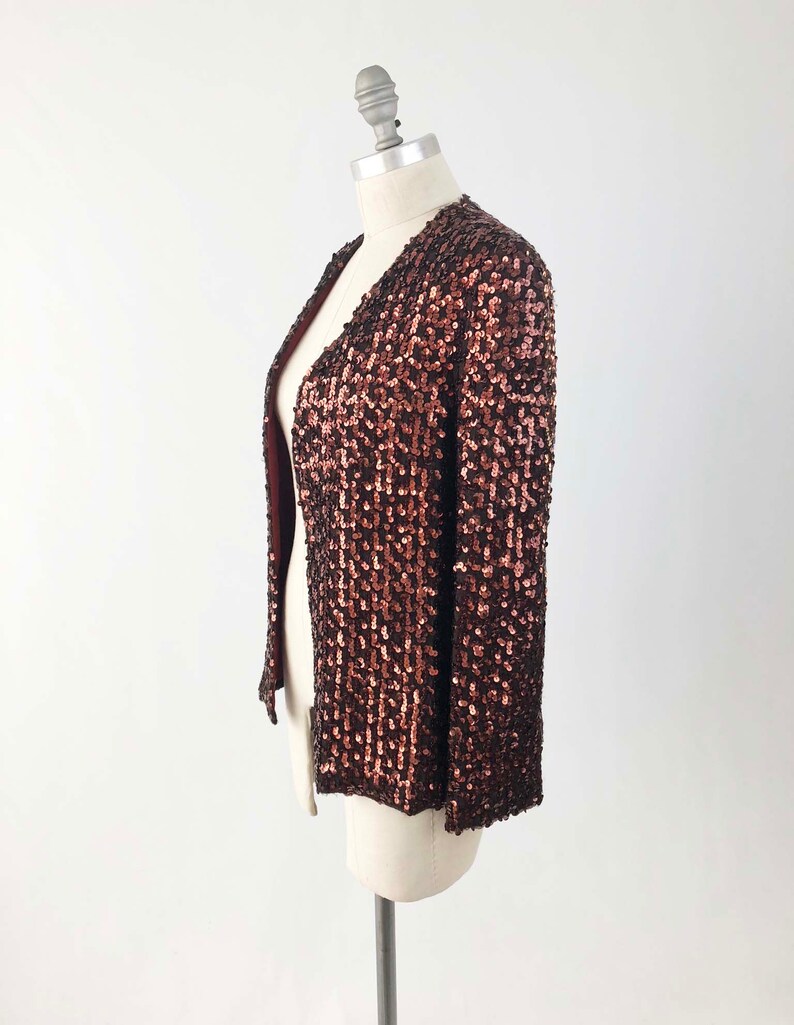 Vintage 70s Sequin Disco Jacket Rust Orange Brown Bohemian - Etsy