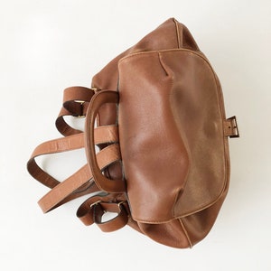 Vintage Brown Leather Drawstring Backpack Large Rugged - Etsy