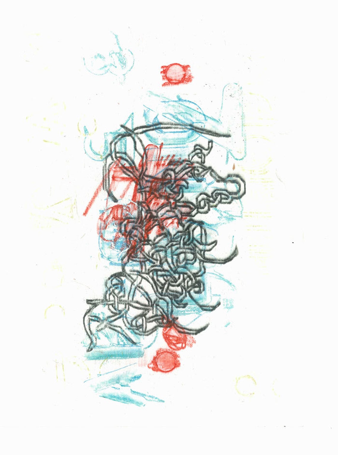 Printable Art Monotype Drawing Lines Numbers in Red Turquoise - Etsy