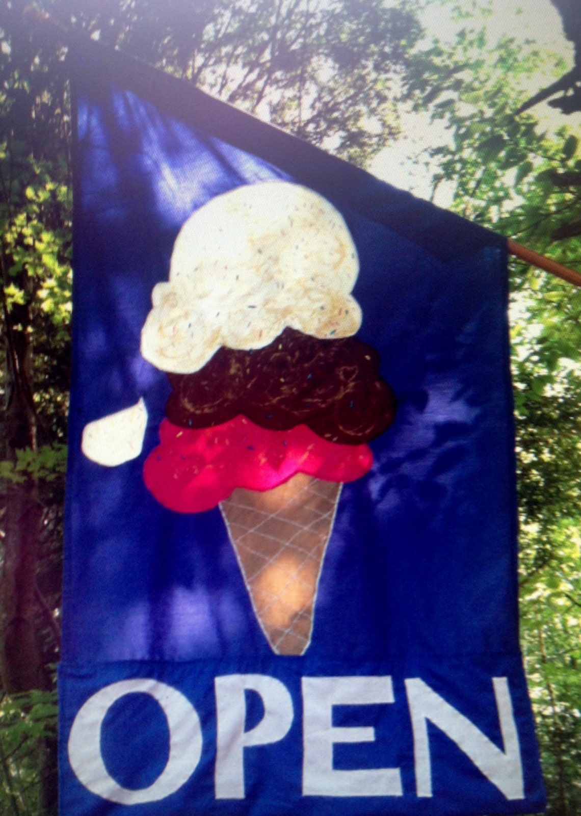 Angled Multi Colored Ice Cream Cone Flag, Cotton Canvas Blend , Appox ...