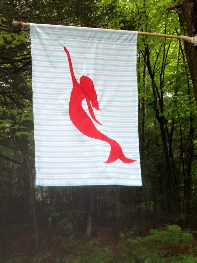 Mermaid on Striped Light Weight Nylon Sail Cloth - Etsy