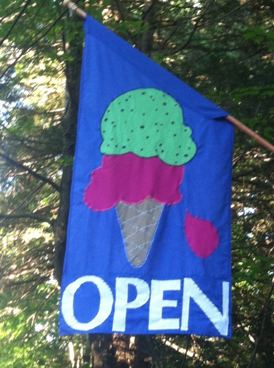 Angled Multi Colored Ice Cream Cone Flag, Cotton Canvas Blend , Appox ...