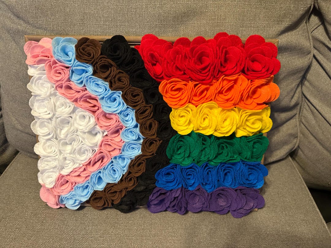 Felt Flowers Progressive Pride Flag - All Rosettes - Etsy