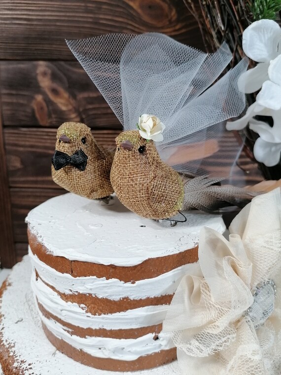 Burlap Wedding Cake Toppers