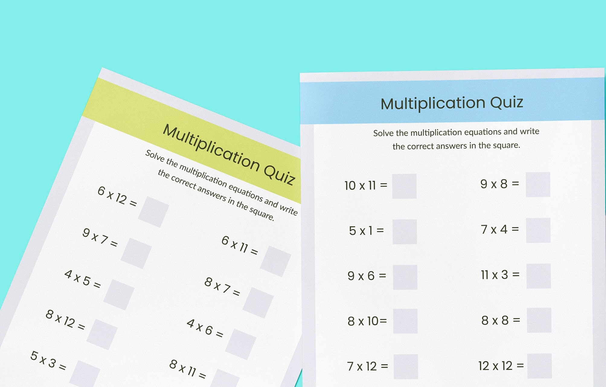 Multiplication Quiz Bundle PRINTABLE DOWNLOAD Homework Worksheet - Etsy