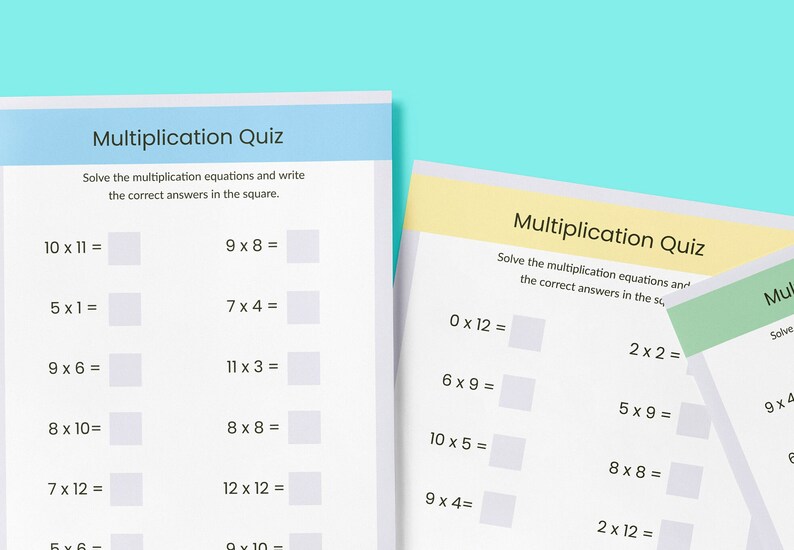 Multiplication Quiz Bundle PRINTABLE DOWNLOAD Homework Worksheet - Etsy