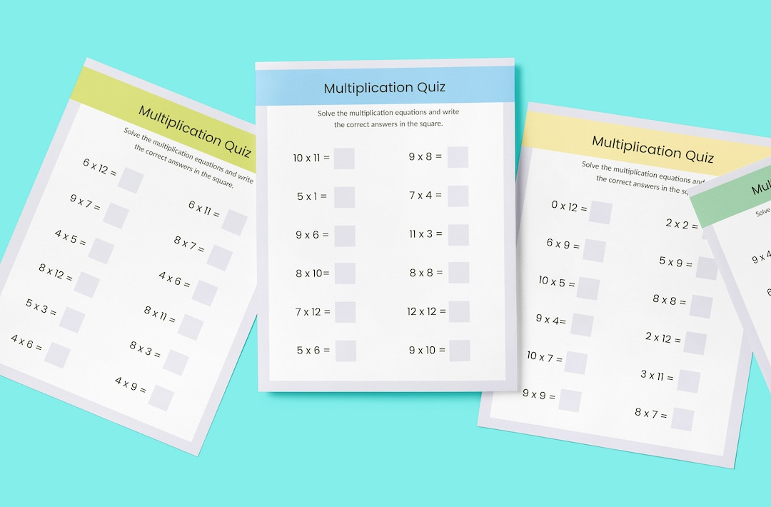 Multiplication Quiz Bundle PRINTABLE DOWNLOAD Homework Worksheet - Etsy