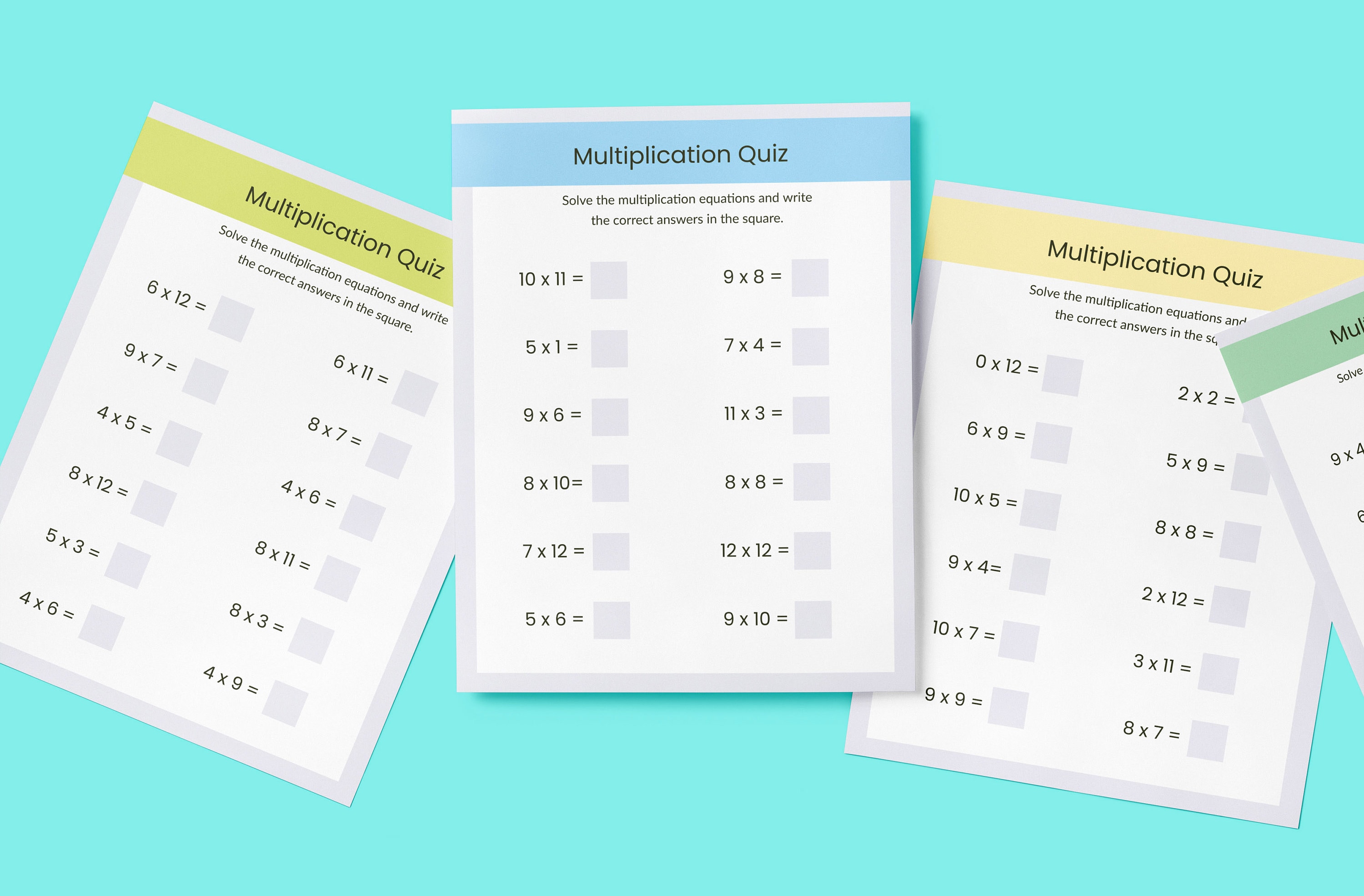 Multiplication Quiz Bundle PRINTABLE DOWNLOAD Homework Worksheet - Etsy
