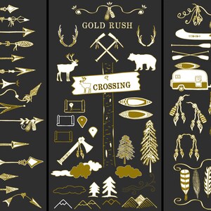 GOLD RUSH Vector Illustrations & Font - Digital Download - Wild ...