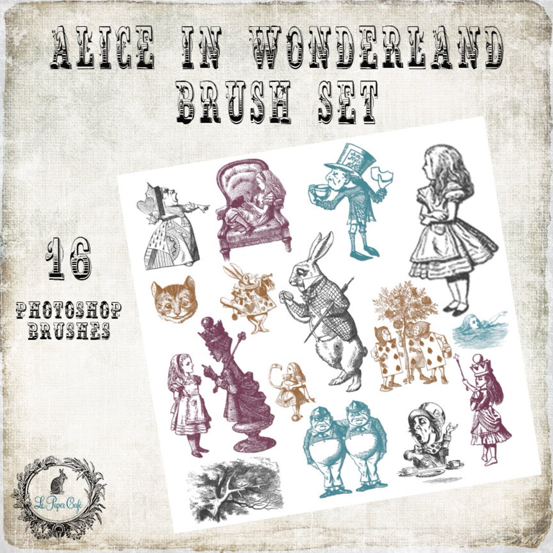 Alice in Wonderland Photoshop Brush Set - Scrapbook / Photoshop Tools ...