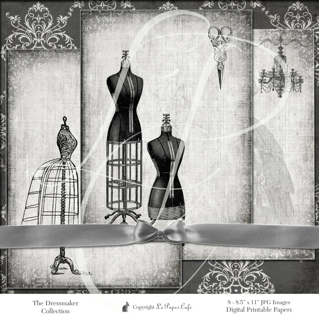 Vintage Dressmaker Digital Background Papers - Victorian Sewing Dress ...