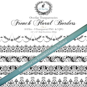 Vintage French Floral Border Overlay Transparency 1 - Etsy