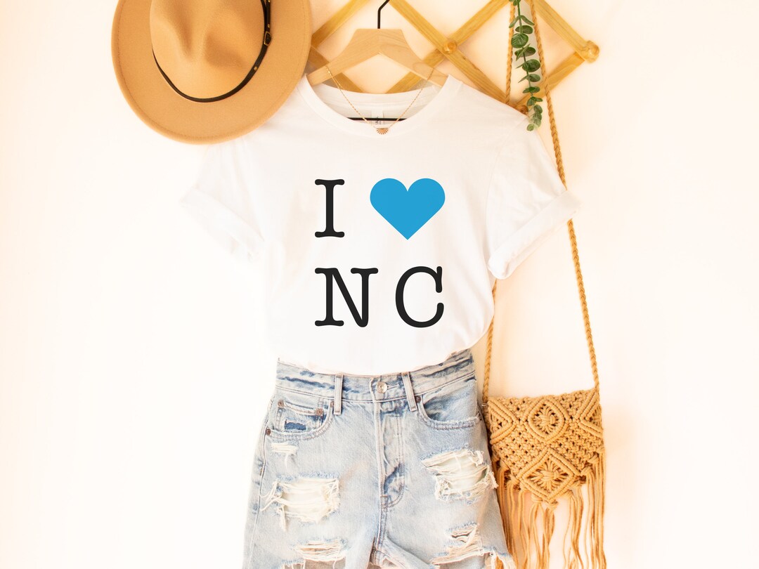 I Heart NC Shirt, North Carolina State Pride Minimal Design Tee, Gift ...
