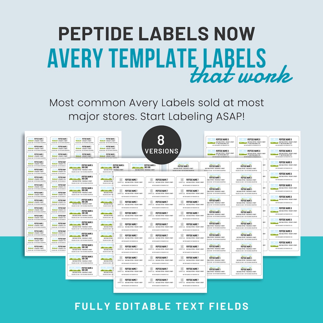 Print Editable Peptide Vial Labels Using Avery Address Labels | Pro ...