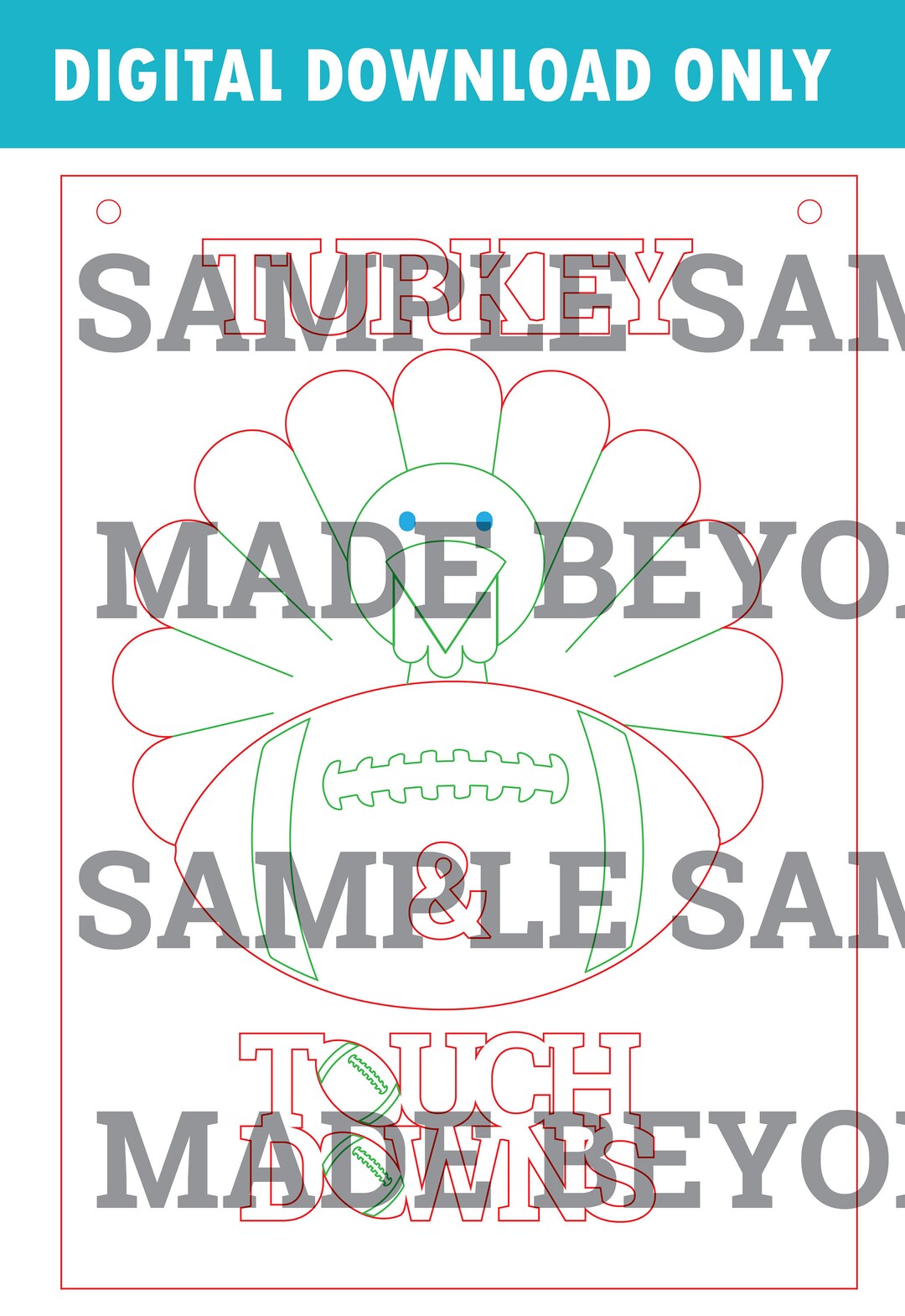 DIGITAL Turkey & Touchdown Painting Kit Thanksgiving File Download SVG ...