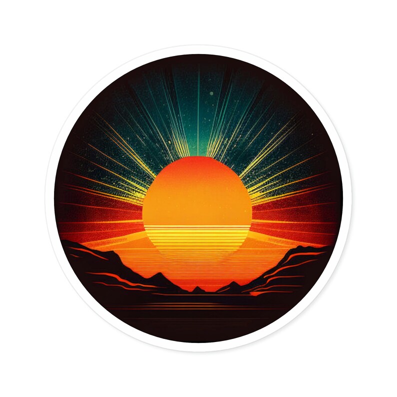 Graphic Mountain and Sun Sticker, Indooroutdoor - Etsy