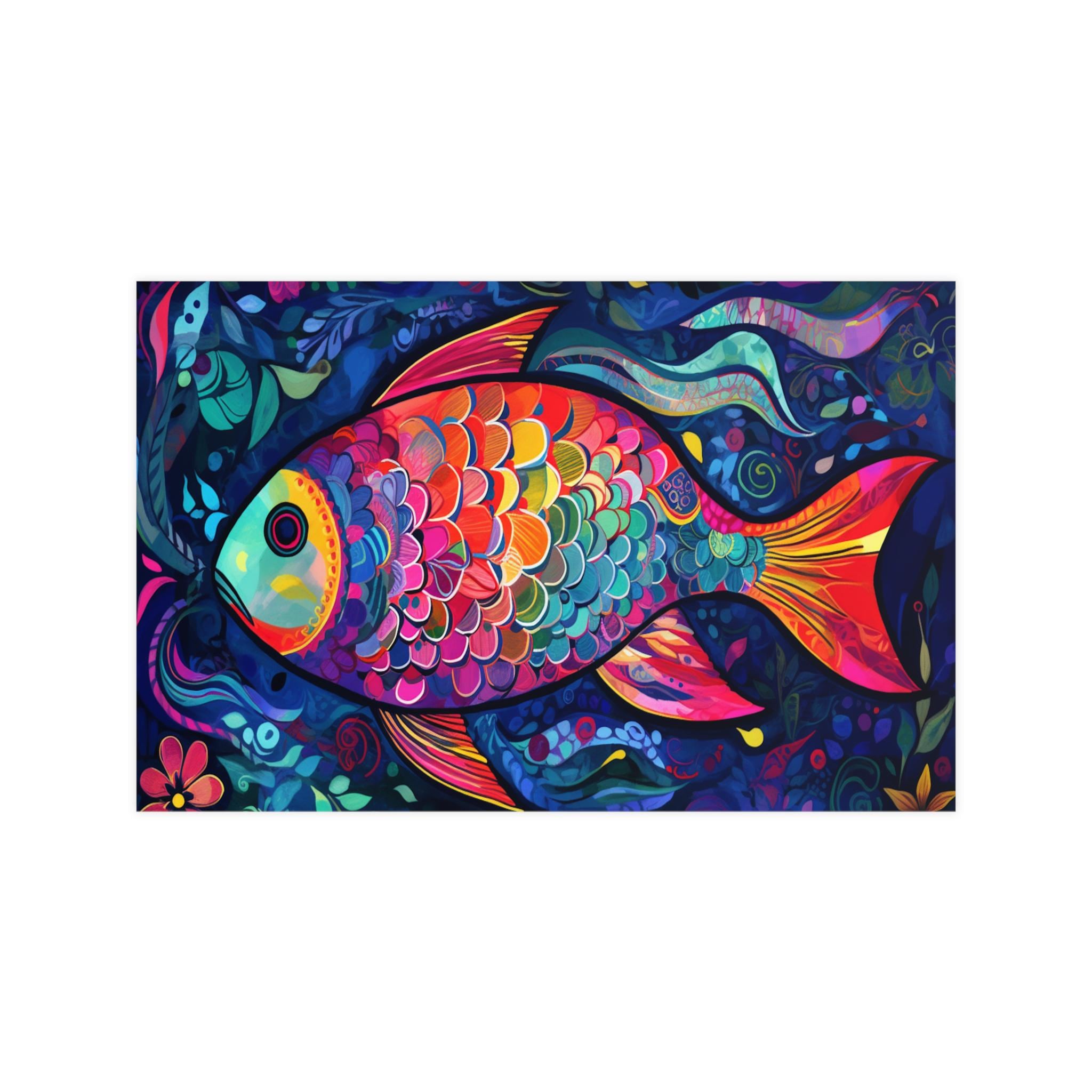 Wild Rainbow Fish Wall Art Painting Print - Etsy