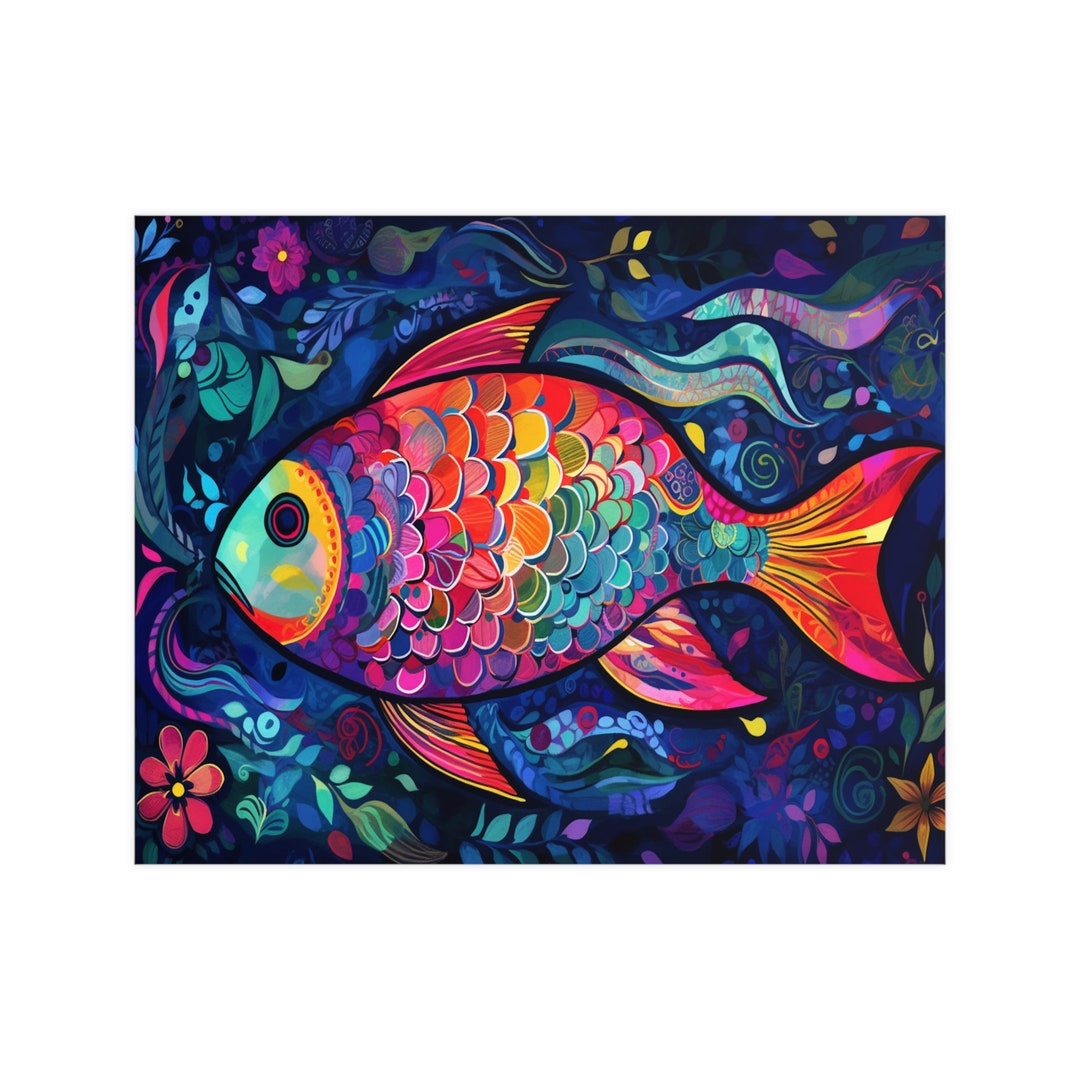 Wild Rainbow Fish Wall Art Painting - Etsy