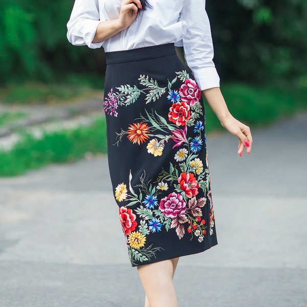 Embroidered Skirt - Etsy