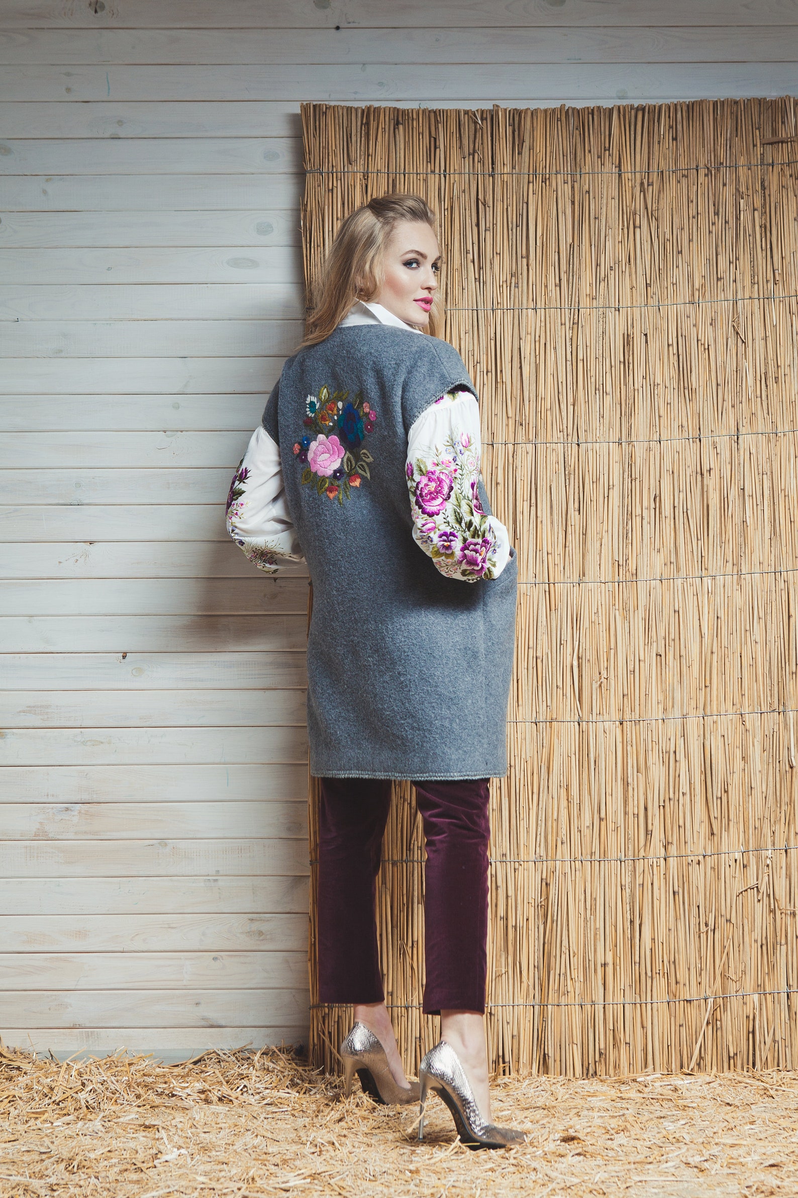 Embroidered Vest Embroidered Waistcoat Gray Vest Wool Vest | Etsy