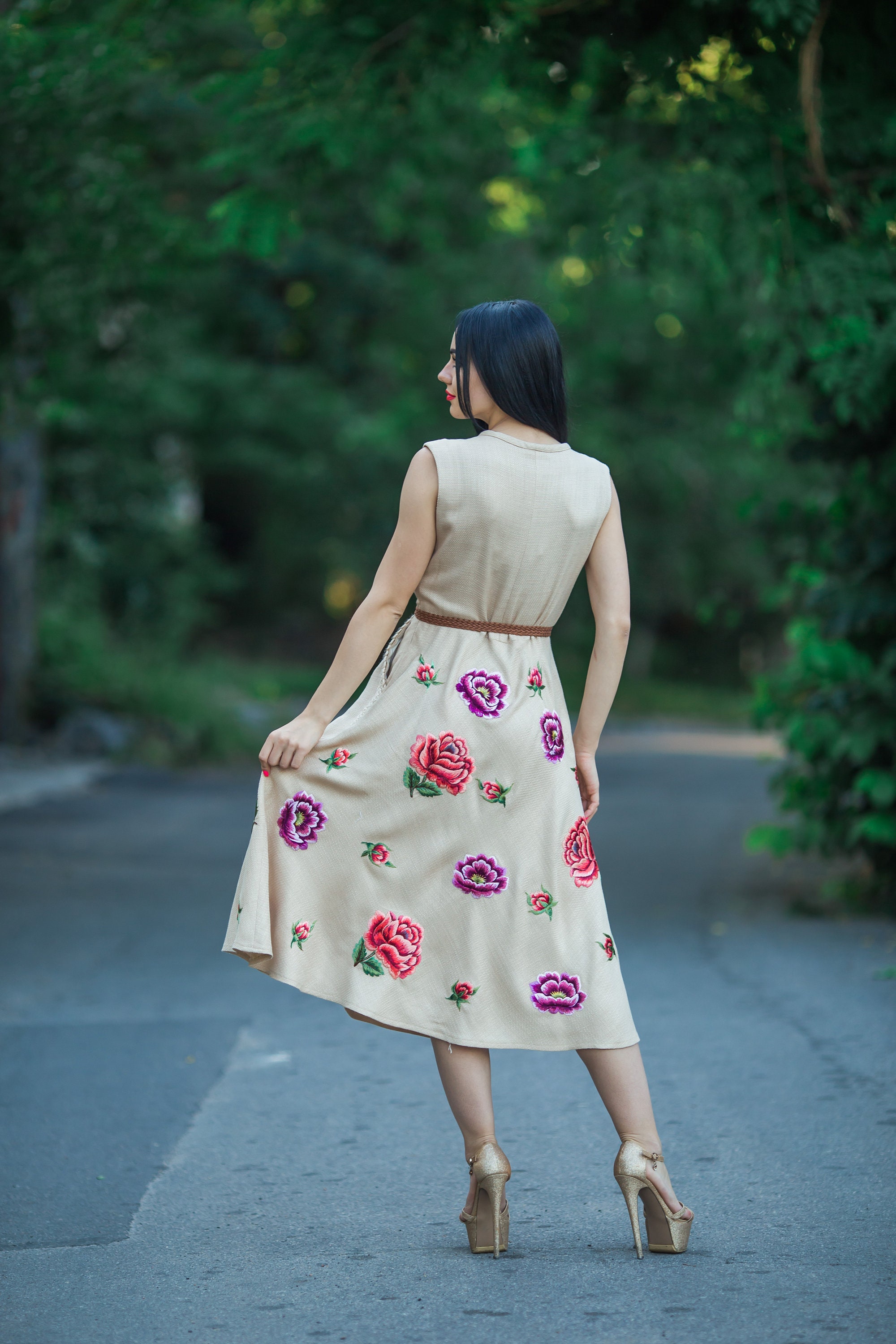 Cotton dress embroidered dress long bohemian dress loose | Etsy