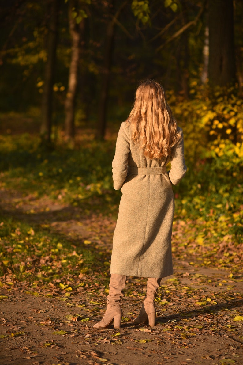 Autumn Coat Embroidered Coat Long Wool Coat Warm Coat Beige - Etsy