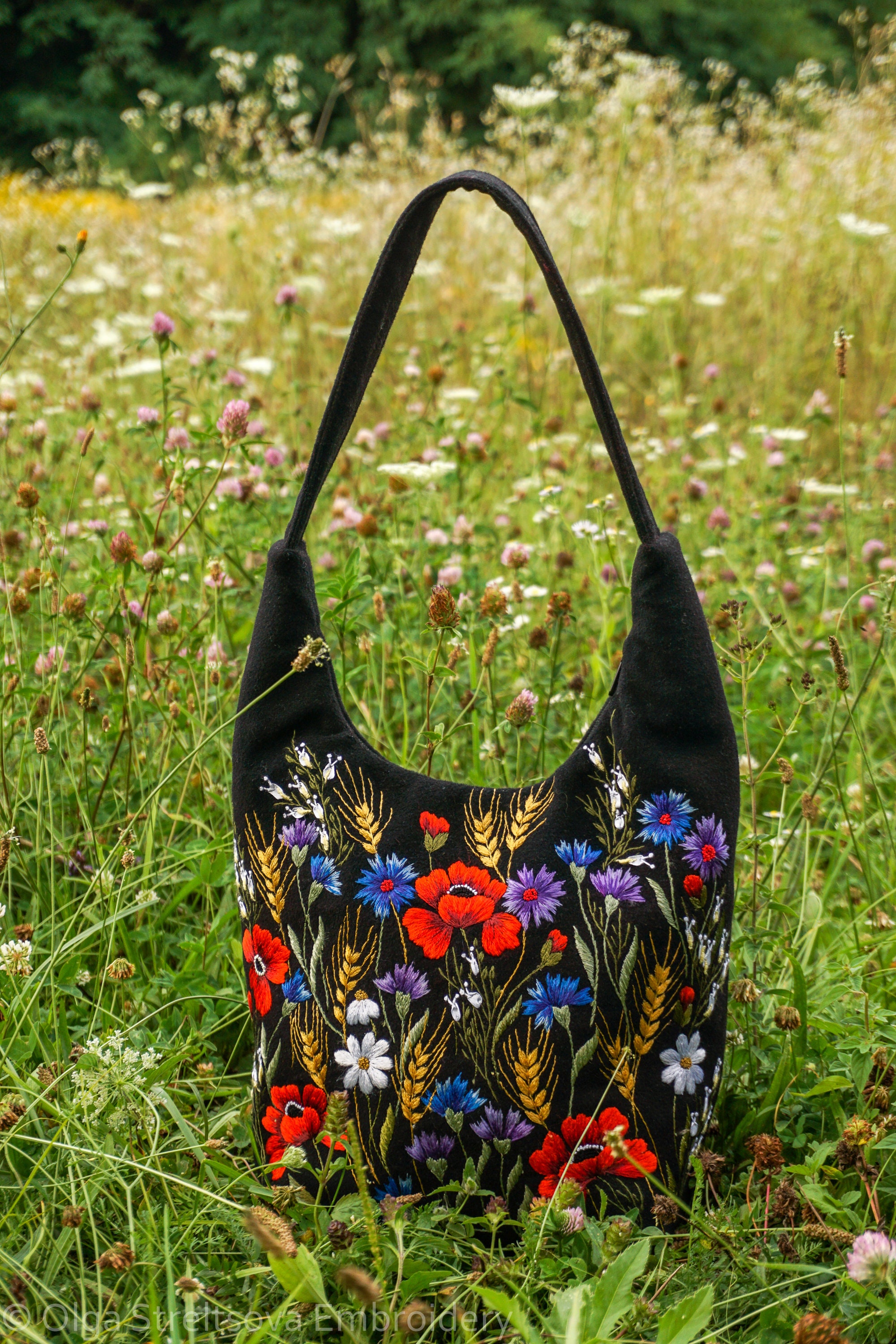 Embroidered Bag Black Bag Shoulder Bag Boho Bag Everyday | Etsy