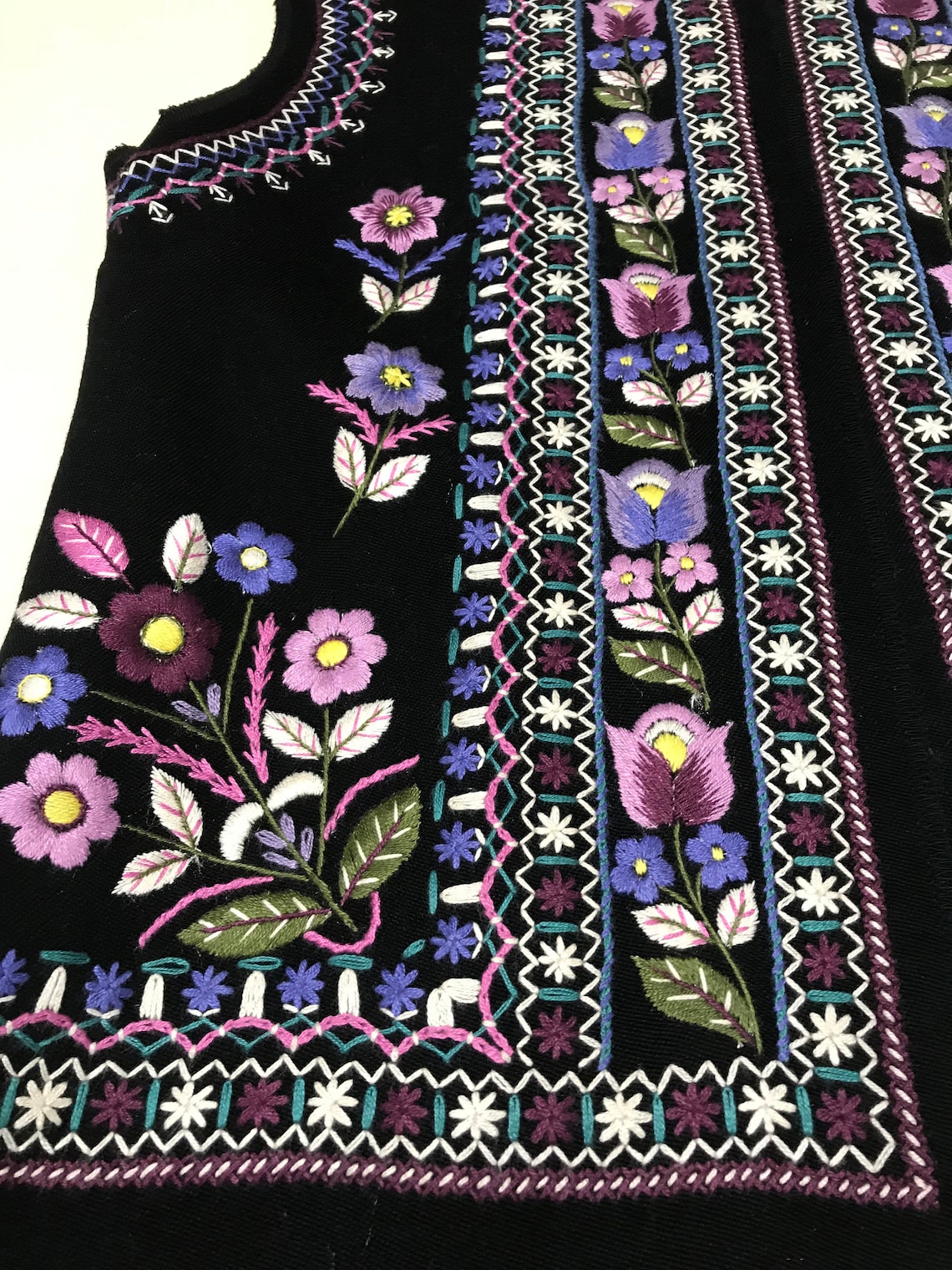 Black vest embroidered vest waistcoats for women handmade | Etsy