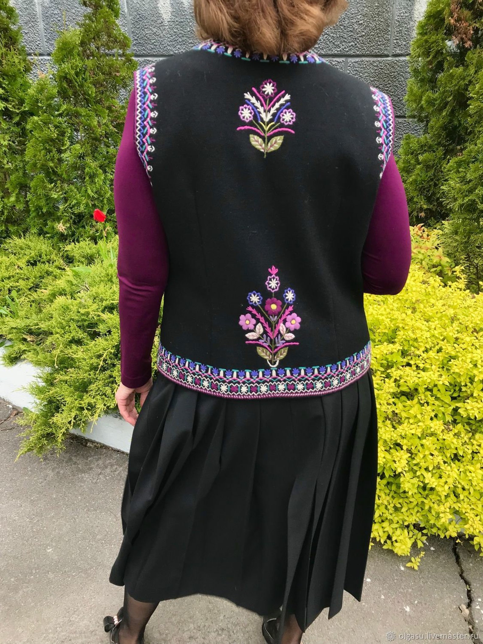 Black vest embroidered vest waistcoats for women handmade | Etsy