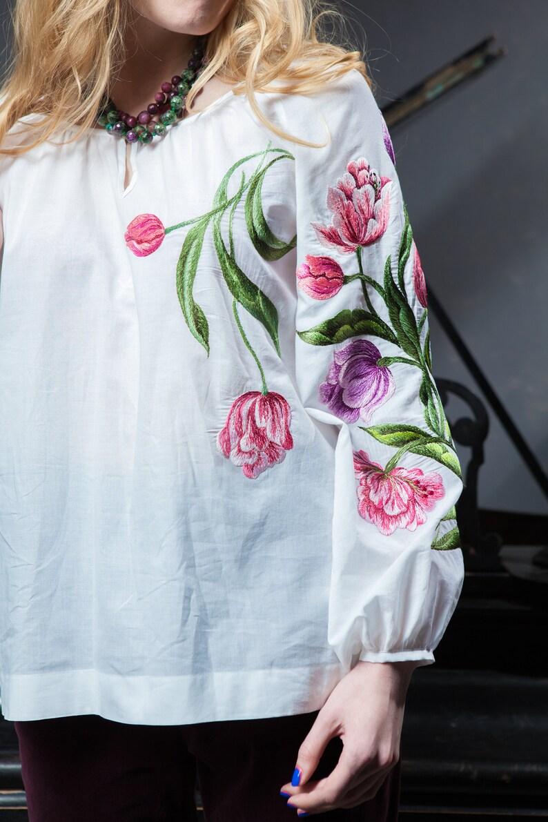 Handmade blouse floral blouse white peasan blouse boho | Etsy