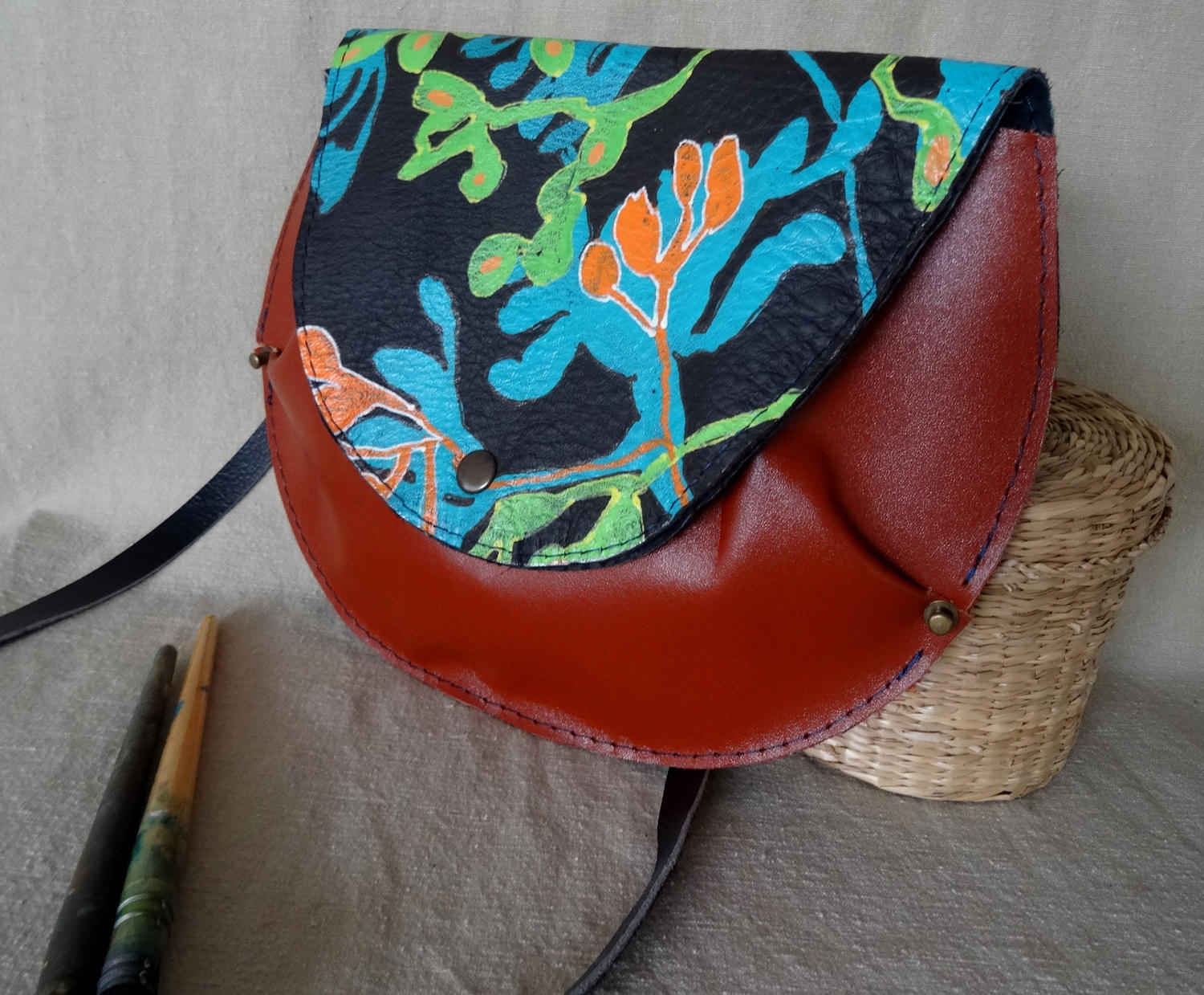 100% Handmade Painted Leather Purse - Etsy
