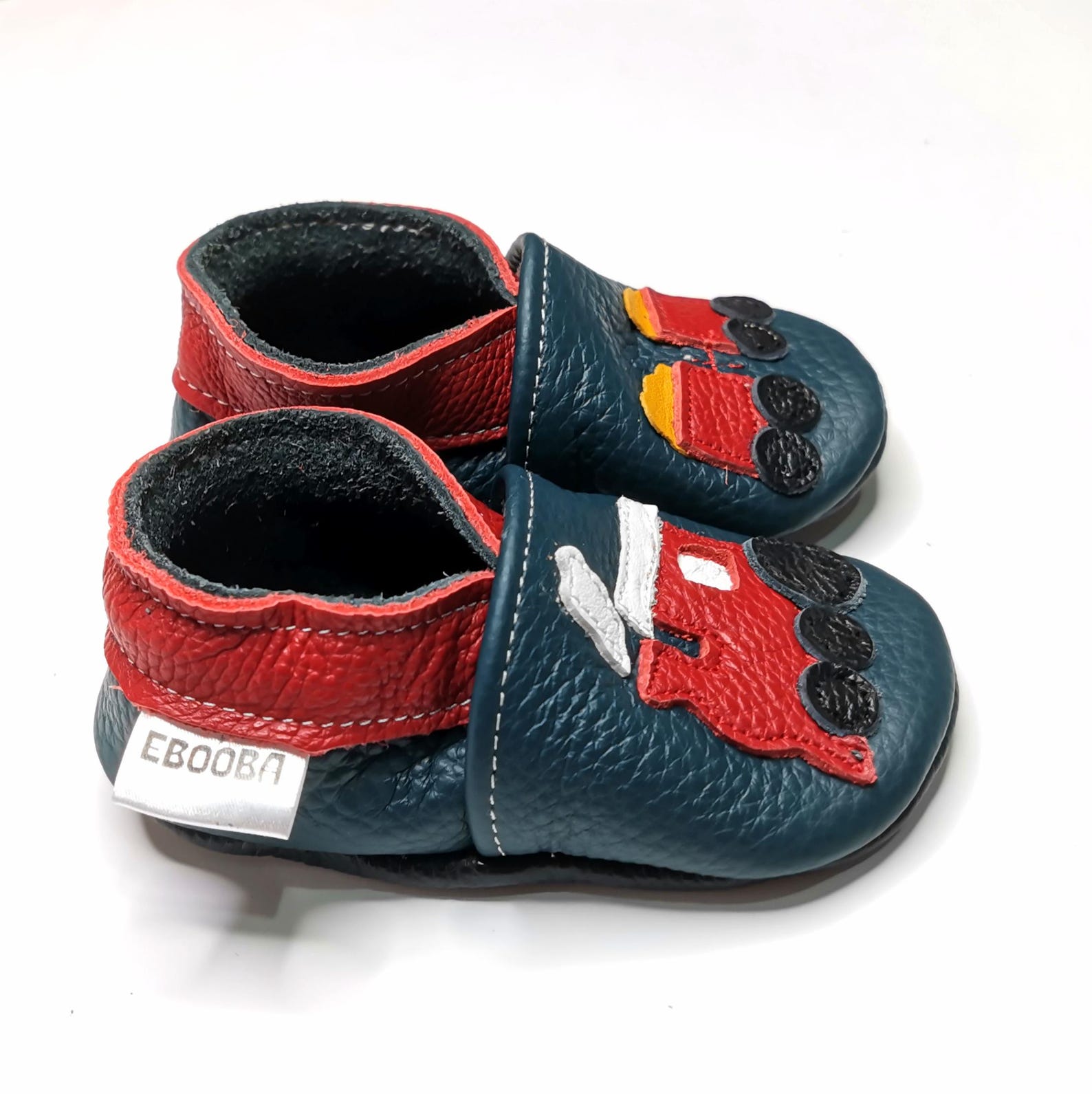 Train Baby Shoes, Red Locomotive Baby Shoes, Blue Baby Moccasins, Baby ...