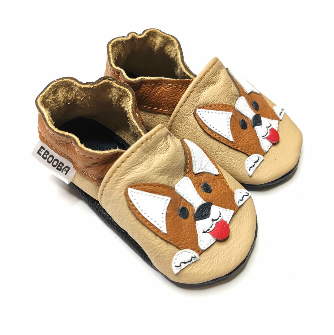 Cute Animals Baby Shoes, Dogs Booties, Leather Baby Slippers, Beige ...