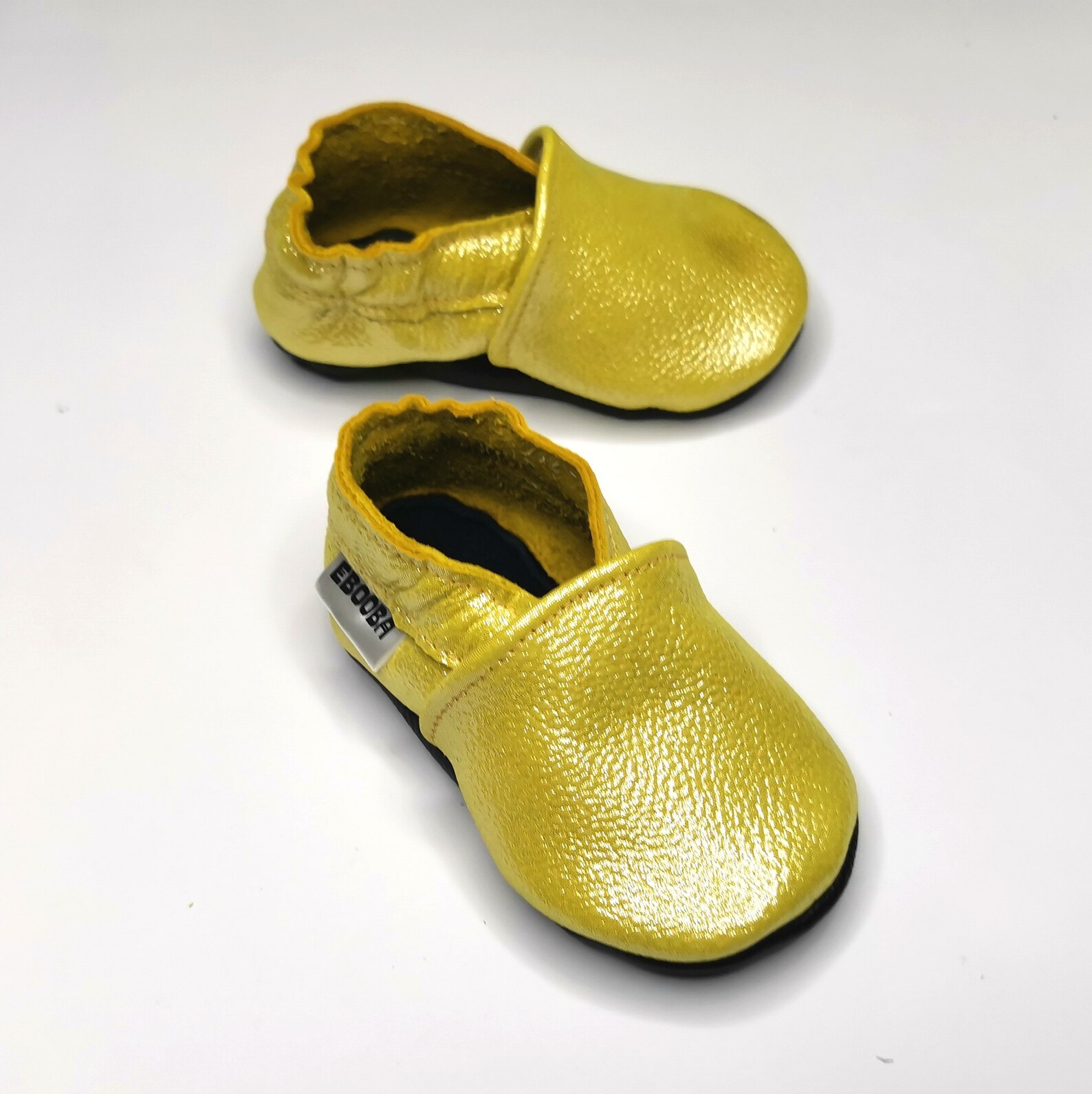 Silver Baby Shoes, Baby Girl Booties, Leather Baby Shoe, Ebooba, Glossy ...