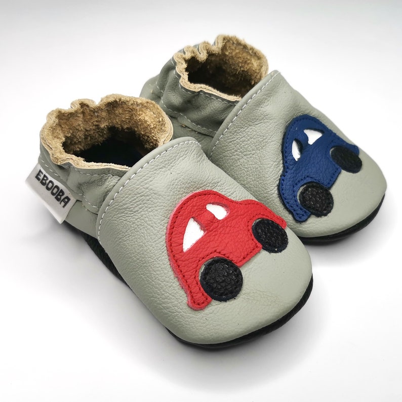Locomotive Slippers, Leather Baby Shoes, Blue Baby Booties, Train Baby ...