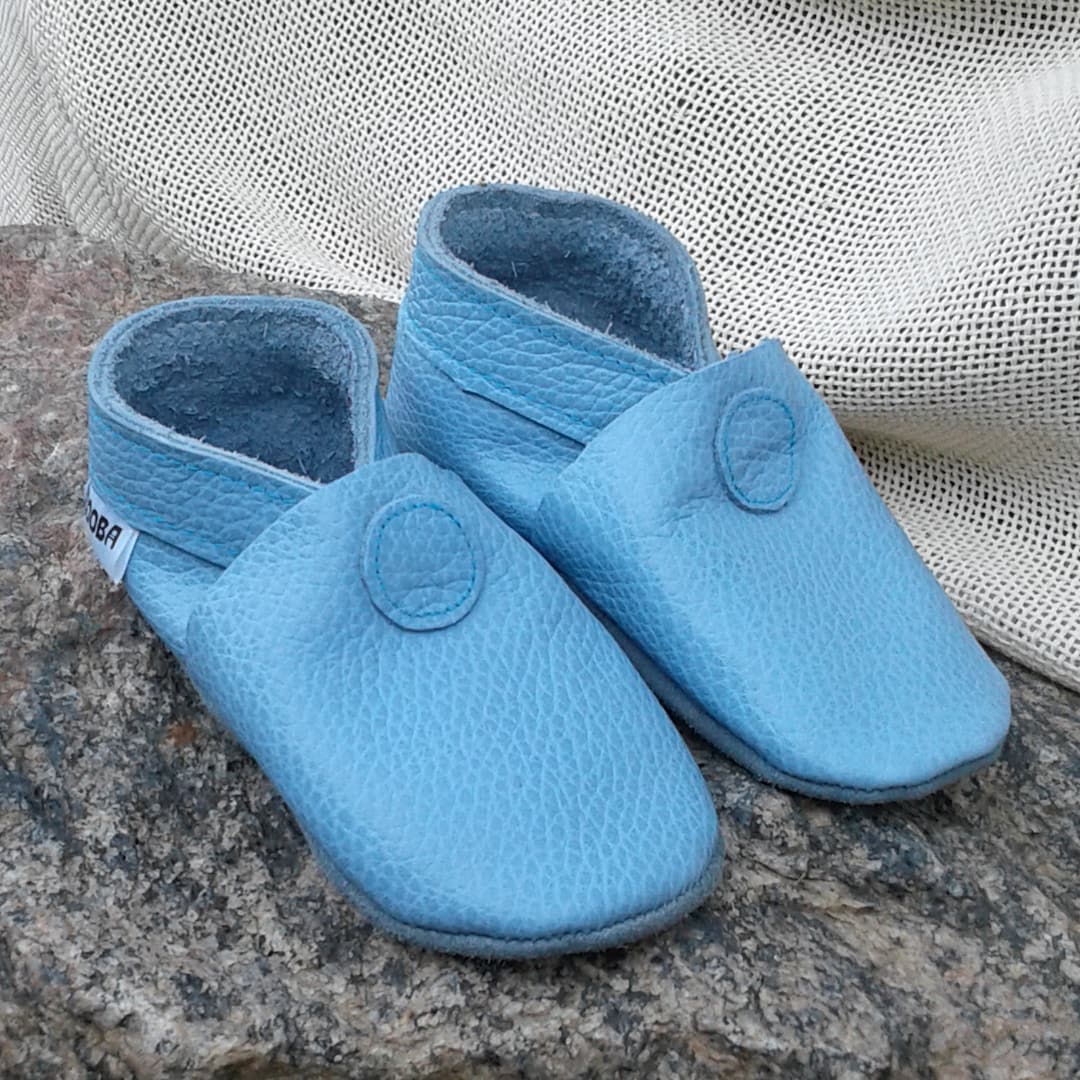 Blue Leather Baby Shoes, Baby Shoes, Child Soft Sole, Baby Booties ...