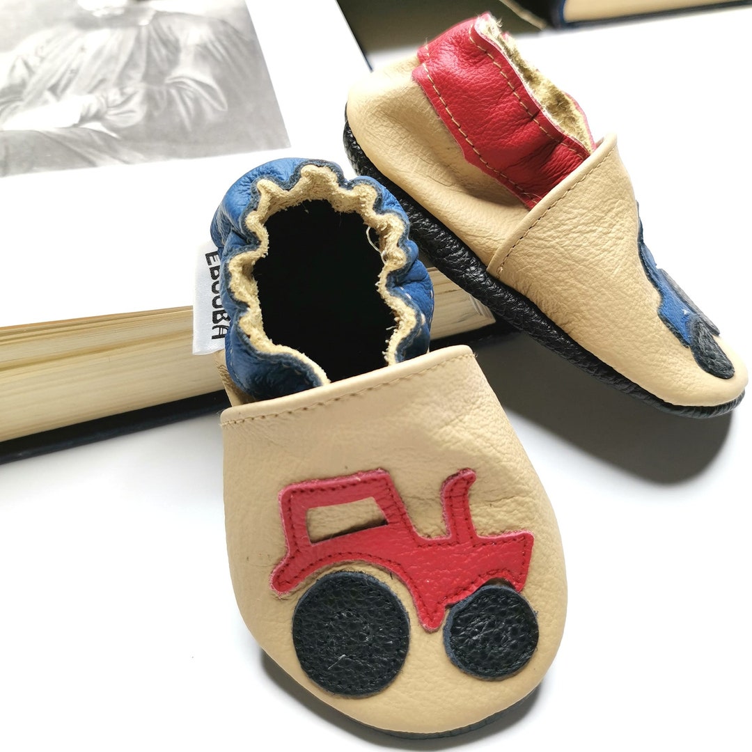 Tractor Baby Shoes - Beige Baby Shoes - Red Car Baby Shoes - Baby ...