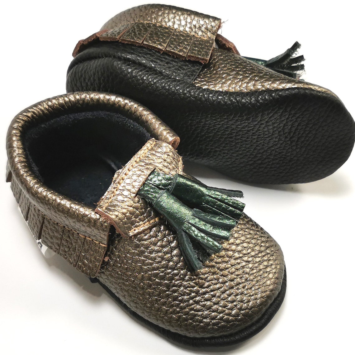 Bronze Baby Moccs Baby Leather Moccasins Baby Fringe - Etsy